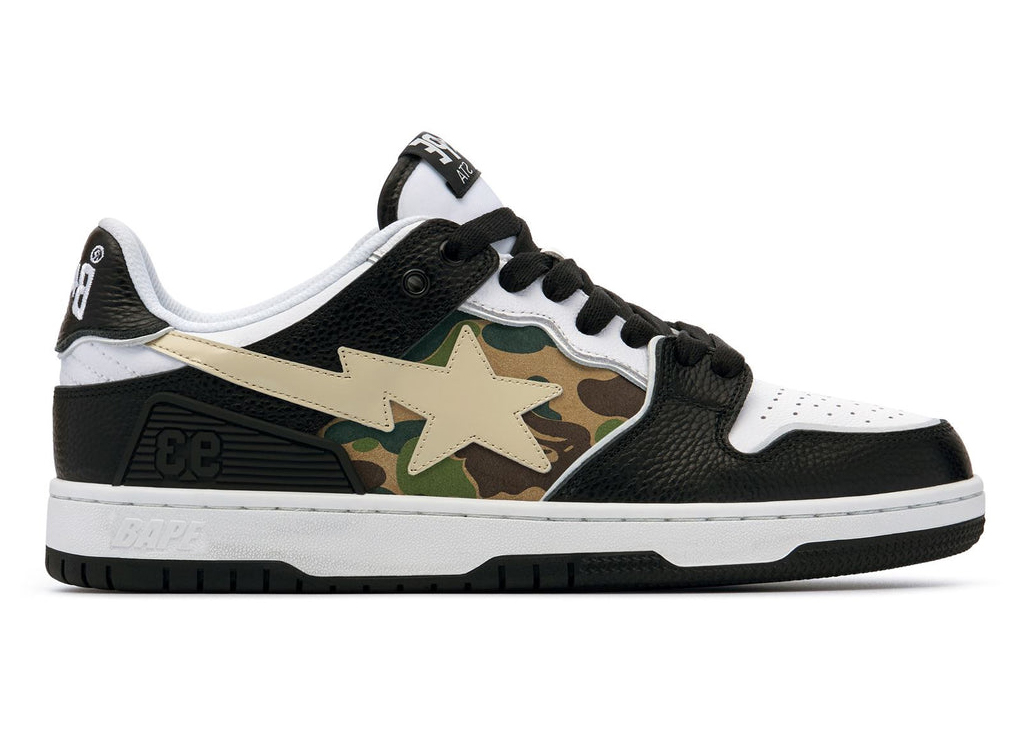 A Bathing Ape Bape SK8 Sta Black White Embroidery Heel Patch - TimeToCop