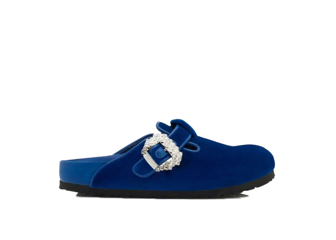 Birkenstock Boston Manolo Blahnik Royal Blue Velvet - TimeToCop