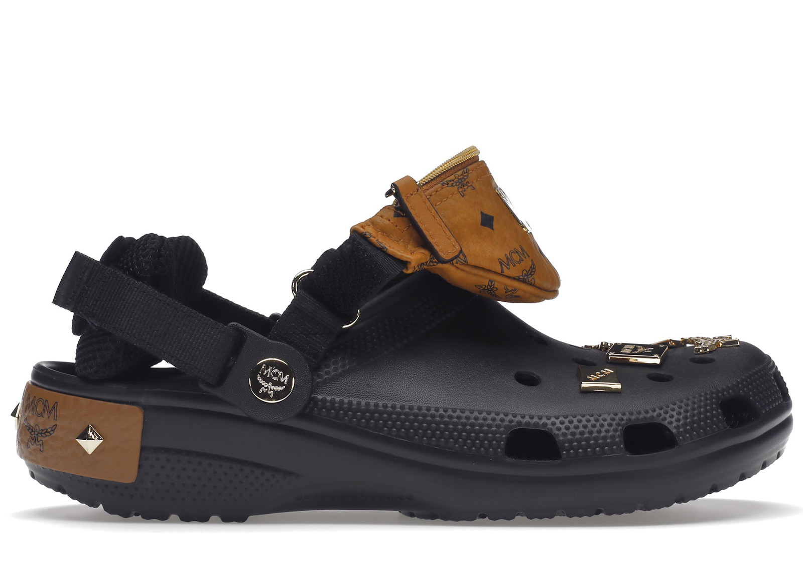 Crocs Classic Clog MCM Visetos Belt Bag Black Cognac Gold - TimeToCop